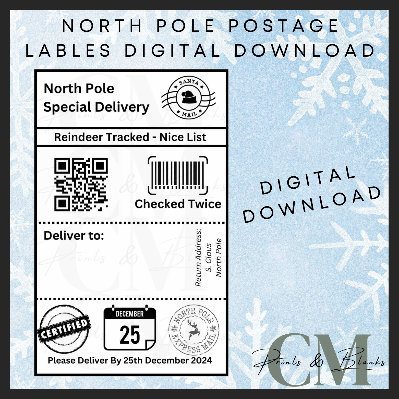 North Pole postage labels digital download – cmcraftsuk
