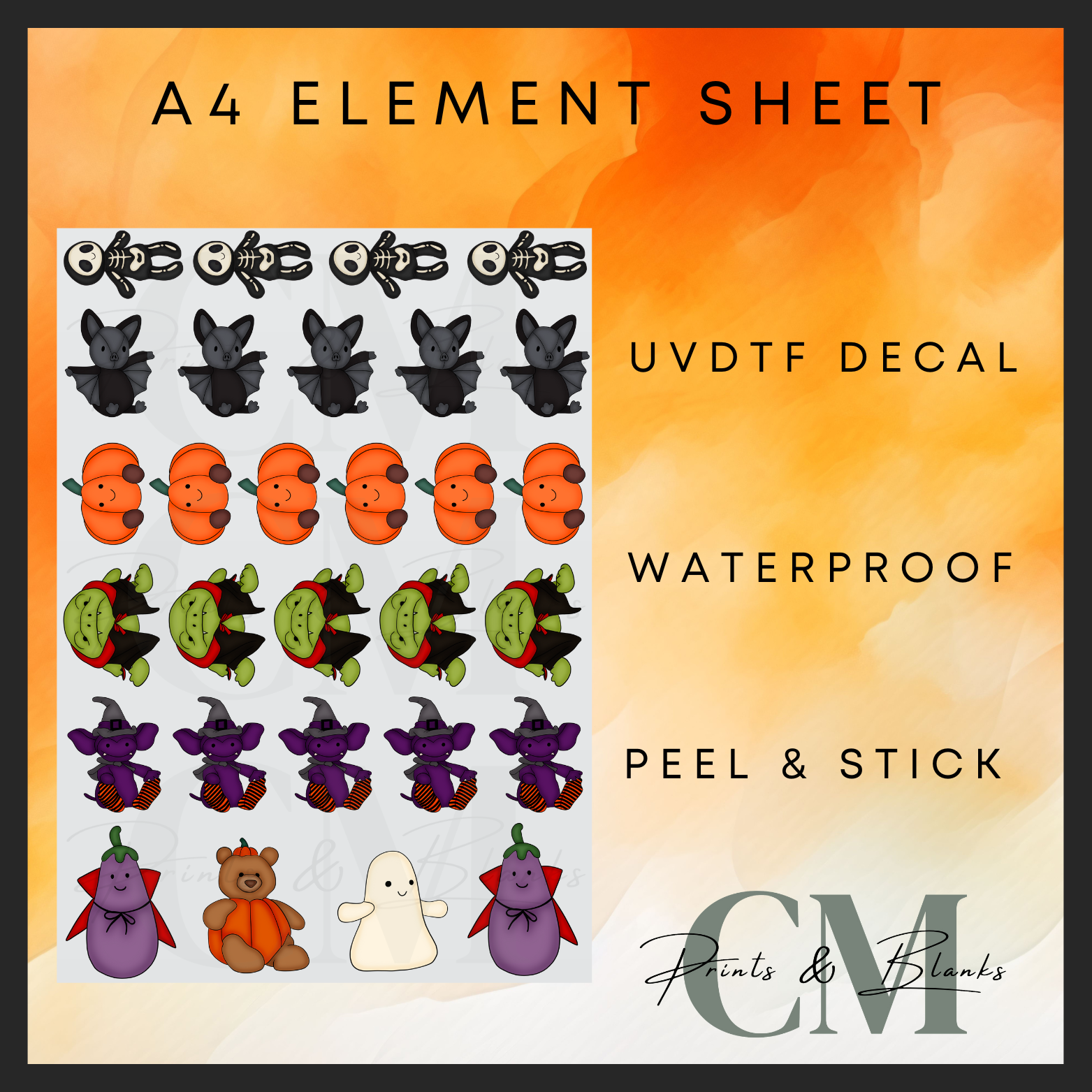 Small scaredy cats A4 uvdtf element sheet – cmcraftsuk