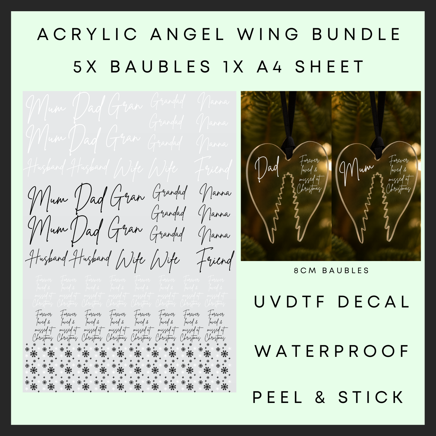 Angel wing bauble bundle (10x angel wings 1x Uvdtf element sheet ...